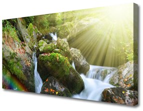 Obraz na plátně Vodopád Duha Příroda Potok 125x50 cm