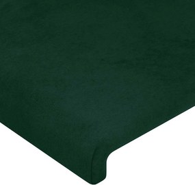 Čelo postele s LED tmavě zelená 144x5x118/128 cm samet 3122195