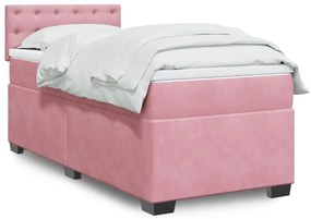 Box spring postel s matrací růžová 80 x 200 cm samet 3288479