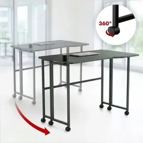 Maclean MC-1250 L/B černá / Skládací stůl / mobilní / 100x65 cm / roho