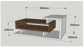 Designový konferenční stolek Habiba 90 cm bílý / ořech