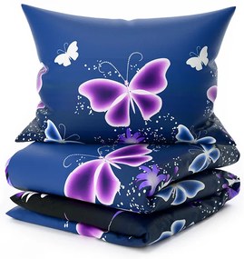 Mikroplyšové povlečení VIOLET BUTTERFLY tmavě modré Rozměr povlečení: 70 x 90 cm | 140 x 200 cm