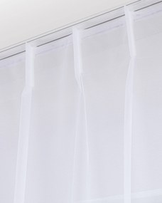 Záclona na jednotlivých hačcích flex barva bílá látka poloprůhledná, pletený vzor, vzorované
