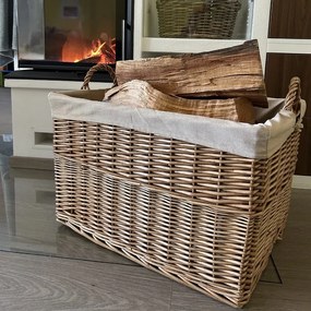 Vingo Proutěný koš na dřevo s uchy, hranatý Rozměry (cm): 62x50, v. 47
