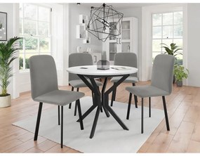 Rozkládací stůl Kirtore M 90 se 4 židlemi Lekoz, Barva dřeva: šedý mramor + černá, Potah: Amor Velvet 4302