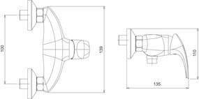Novaservis Metalia 57 Sprchová baterie bez příslušenství 100 mm, chrom, 57065/1,0