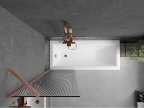 Mexen Next, 1-křídlová vanová zástěna 60 x 150 cm, 6mm sklo Ribs, měděná matná, 895-060-000-00-09-65