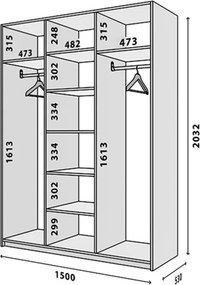 Skříň 3 DTD 150 bílá, korpus antracit BL Módulní skříň Modus