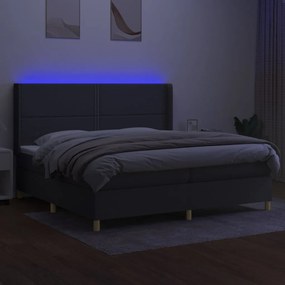 Box spring postel s matrací a LED tmavě šedá 200x200 cm textil 3138822