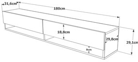 Závěsný TV stolek FR9 180 cm borovice