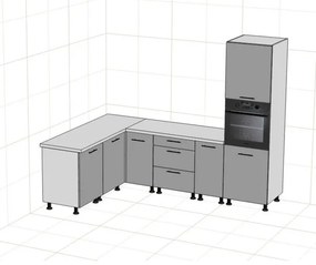 Rohová kuchyně Brick levý roh 240x160 cm (černá/dub craft)
