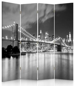 Ozdobný paraván, Panorama z Brooklynského mostu - 145x170 cm, čtyřdílný, klasický paraván