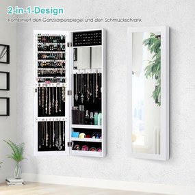 Costway Zrcadlová šperkovnice se zrcadlem po celé délce – 31,5 × 8,5 × 110 cm