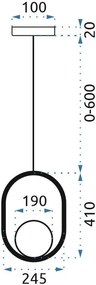 Toolight - Skleněná závěsná lampa E27 60W APP473-1CP, bílá-zlatá, OSW-00605