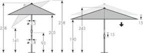 Doppler ALU WOOD zahradní slunečník 300 x 200 cm béžová