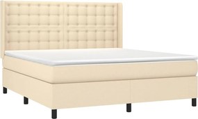 Box spring postel s matrací a LED krémová 180x200 cm textil 3138658
