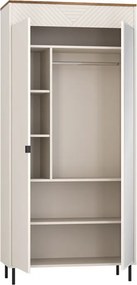 Skříň dvoudveřová se zrcadlem Evo 90x194.5x40 cm Kašmír / Dub castello
