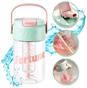 Flamenco Mystique BPA-free láhev na vodu s košíkem a brčkem 600 ML Fortune BD22