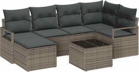 Set pohovek 7 ks Světle šedá polyratan 3355128