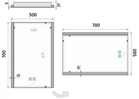 NIMCO ZP 11001VX - LED Koupelnové podsvícené zrcadlo 3000-6500K 70x50 cm IP44