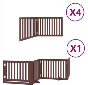 Zábrana pro psy s dvířky skládací 12 panelů hnědá 960 cm topol 3155692