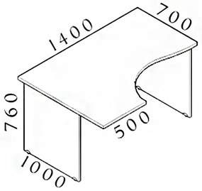 Ergonomický stůl Visio 140 x 100 cm, levý, ořech