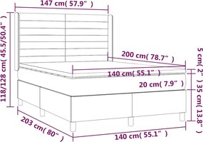 Box spring postel s matrací tmavě šedá 140x200 cm samet 3132742