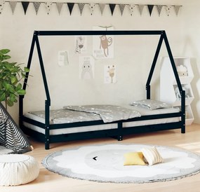 vidaXL Dětská postel 80 x 200 cm masivní borové dřevo [834482] Barva: Černá
