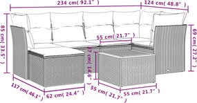 7dílná zahradní sedací souprava s poduškami černá polyratan 3223745