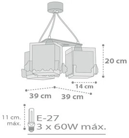 Dalber D-63534 - Dětský lustr TRAIN 3xE27/60W/230V