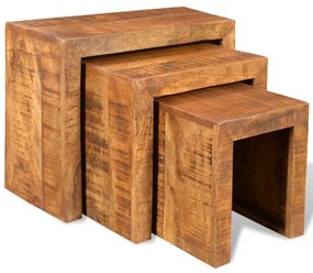 vidaXL Sada 3 vintage stohovatelných stolků z mangovníkového dřeva