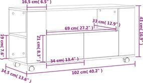 vidaXL TV skříňka 102 x 34,5 x 43 cm kompozitní dřevo [833747] Barva: šedá sonoma