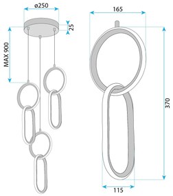 Toolight Závěsné LED svítidlo Luxury Glamour 12 G077-3CPR zlaté