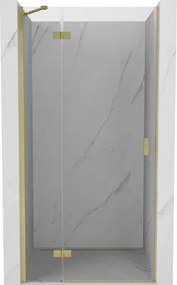 Mexen Mist-H, 1-křídlé sprchové dveře levé 70 cm, čiré sklo, zlatý matný profil, 8A5-070-000-55-00-L