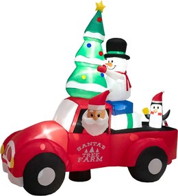 Costway 220 cm Dlouhý nafukovací vánoční náklaďák s vánoční ozdobou Santa Claus