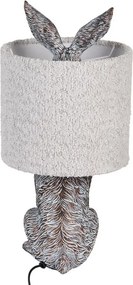Šedá stolní lampa králík s chlupatým stínidlem Rabbi - Ø 20*43 cm / E27