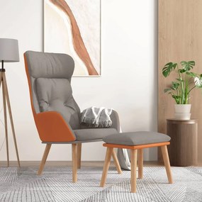 Relaxační křeslo s podnožkou světle šedá umělá kůže a textil 3097761