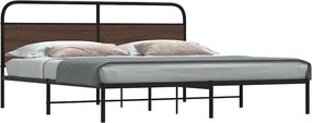 Kovový rám postele bez matrace hnědý dub 183 x 213 cm 3318657