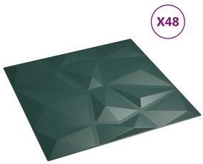 Nástěnné panely 48 ks zelené 50 x 50 cm XPS 12 m² diamant - Default Title
