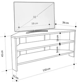 Rohový TV stolek Houseland Thales dub tmavý