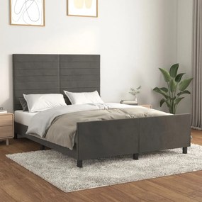 Rám postele bez matrace tmavě šedá 140 x 200 cm samet 3125819