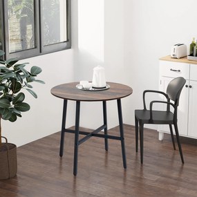 Jídelní stůl HOMCOM pro 4 osoby, moderní design do jídelny a kuchyně, ocel, hnědý, 80 x 76 cm