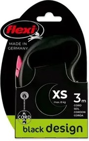 Flexi Black Design XS lanko 3m černo-růžové / Vodítko
