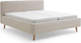 Béžová čalouněná dvoulůžková postel s úložným prostorem s roštem 180x200 cm Mattis Cord – Meise Möbel