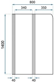 Dvoudílná vanová zástěna REA AGAT-2 80 cm, zlatá kartáčovaná/transparent