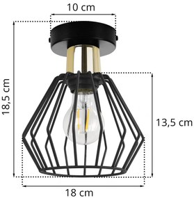 Stropní svítidlo Nuvola 5, 1x černé drátěné stínítko, g