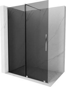Mexen Velar, sprchová zástěna s posuvnými dveřmi Walk-in 150 x 200 cm, 8mm šedé sklo, chromová, 871-150-000-43-01