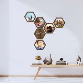 dřevo života Sada fotorámečků HEXAGON Zvolte barvu dekoru: Černá, Velikost fotorámečků: 15x21, Text: Přátelé