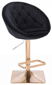 LuxuryForm Barová židle VERA VELUR na zlaté hranaté podstavě - černá