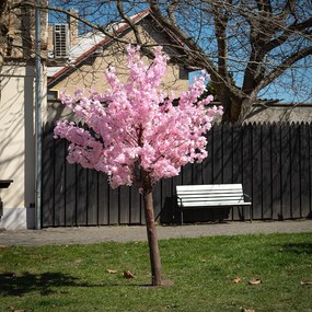 3D umělý strom Sakura 200 × 150 cm, růžová dekorace, IP44 venkovní, kov a plast